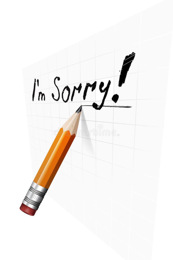 Say Sorry with a Text Message on Paper and Pencil Stock Vector ...
