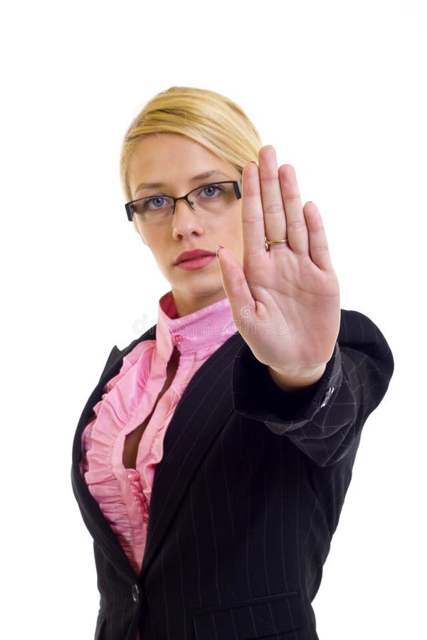 Serious Businesswoman Making Stop Sign Stock Image - Image of refusal ...