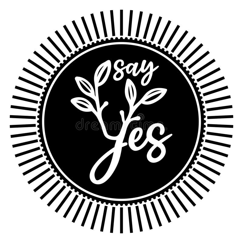 Yes Logo Sign Laurel Leafes Circle Stock Illustration - Illustration of ...