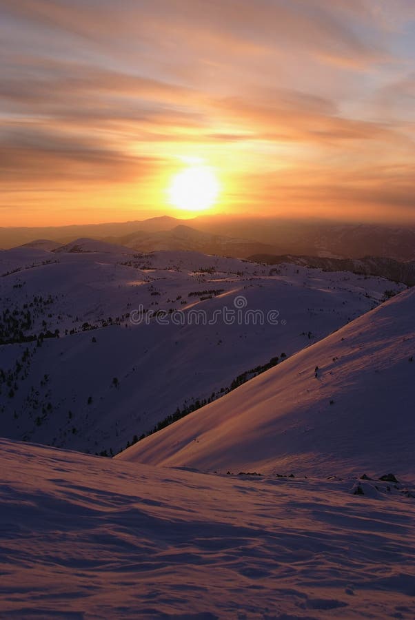 Sayan Mountains. Siberia. Sunset Stock Image - Image of blue, outdoor ...
