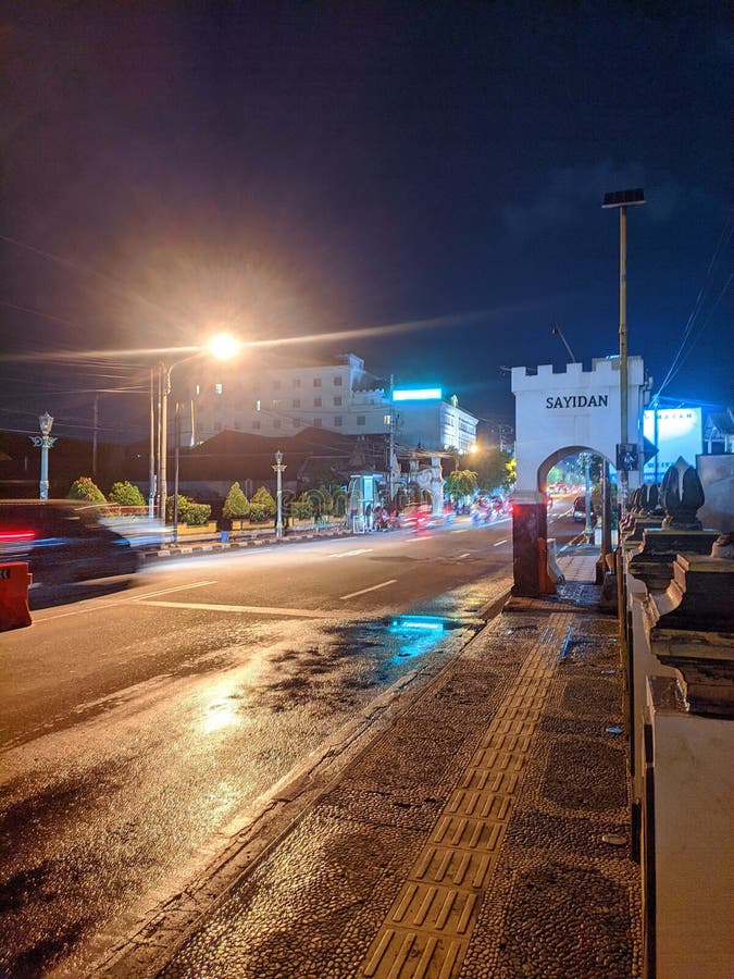 Sayidan street Jogja editorial stock image. Image of lighting - 250388529