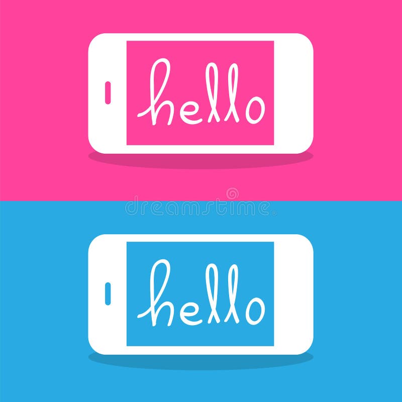 Saying Hello on Mobile Screen 5 Vector EPS10, Great for Any Use. Stock ...