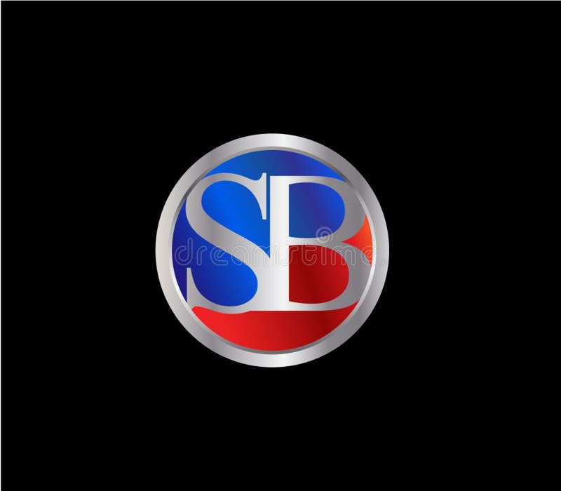 SB Initial Circle Shape Red Blue Silver Color Later Logo Design Stock ...