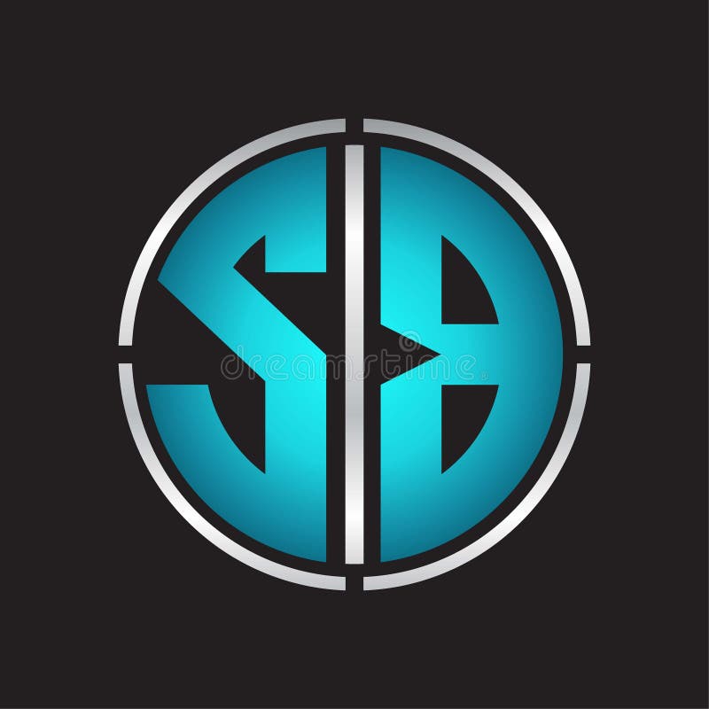 SB Logo Initial with Circle Line Cut Design Template on Blue Colors ...
