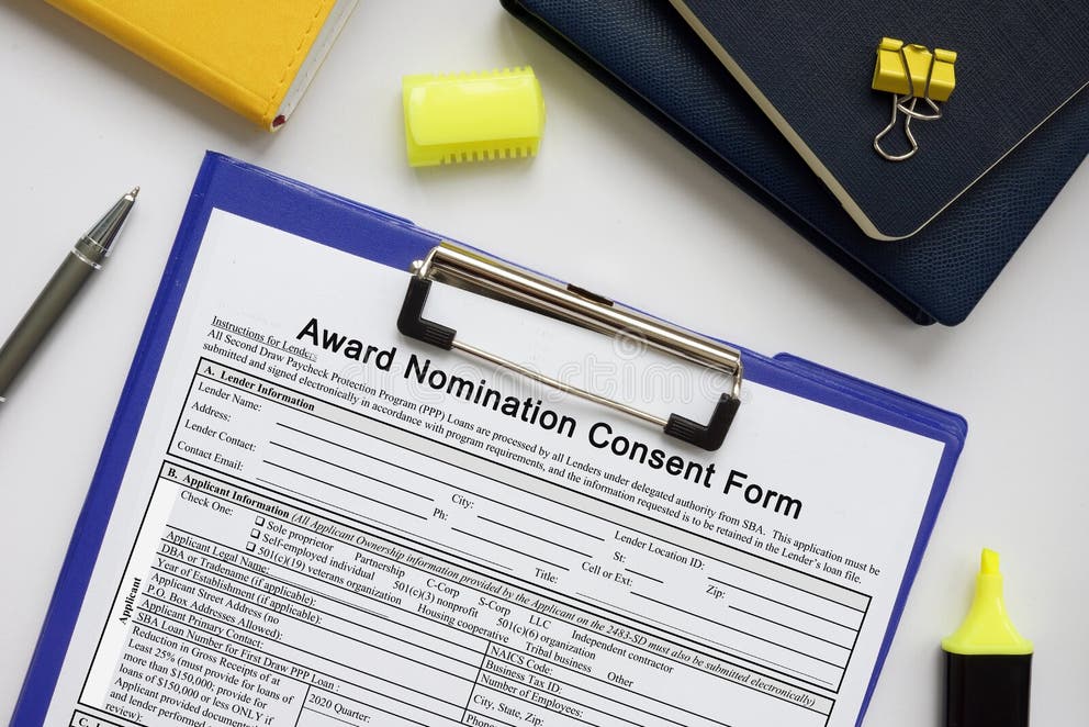 SBA Form Award Nomination Consent Form Stock Image - Image of ...