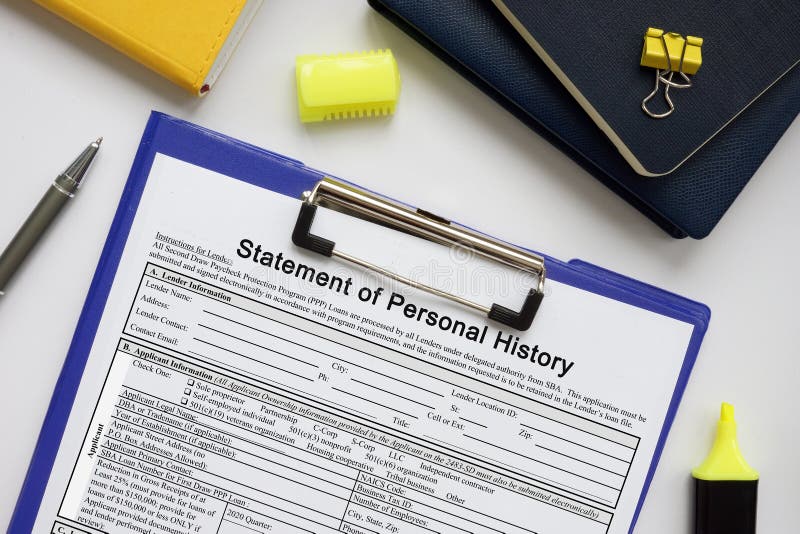 SBA Form 1081 Statement of Personal History Stock Photo - Image of ...