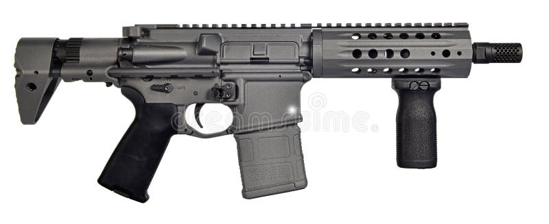 SBR AR15 with 20rd Mag and Painted Grey Stock Image - Image of grip ...