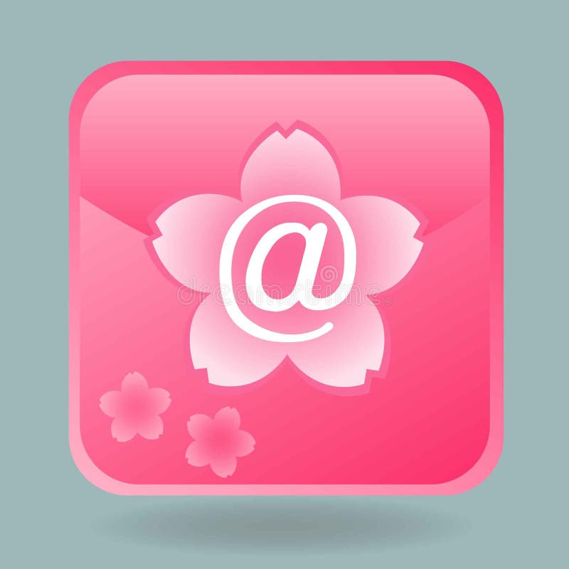 Japanese Style with Sakura Decorated Mail Vector Icon in Blue ...