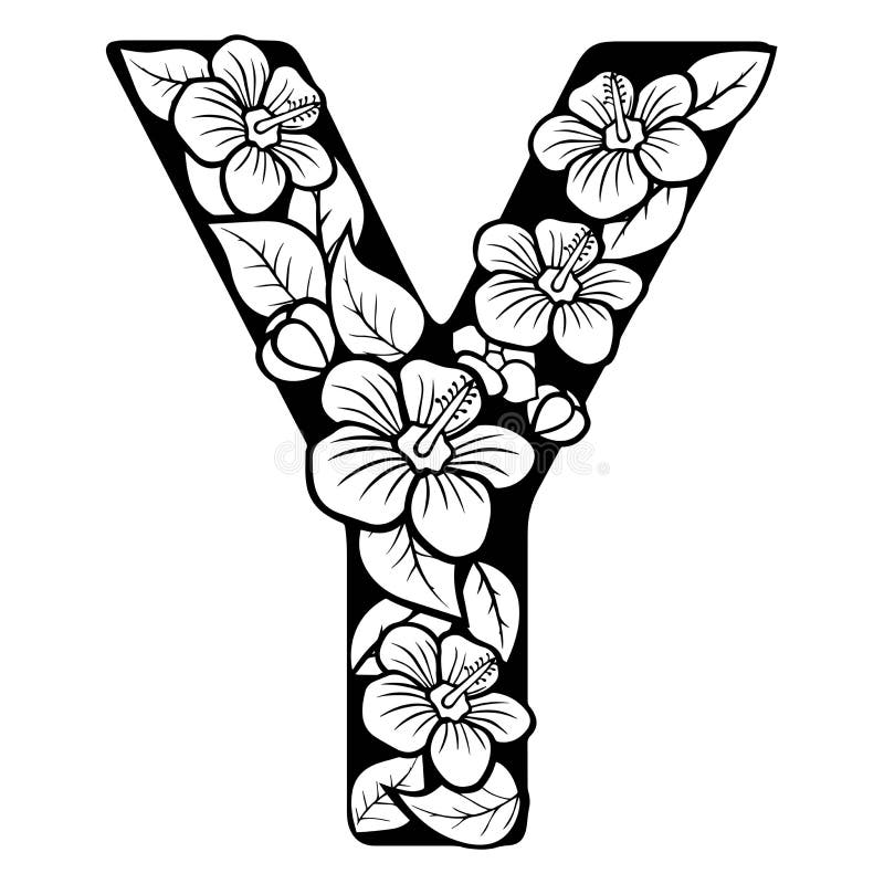 Hollow Flowers English Letters, Wedding Fonts.English Alphabet. Vector ...