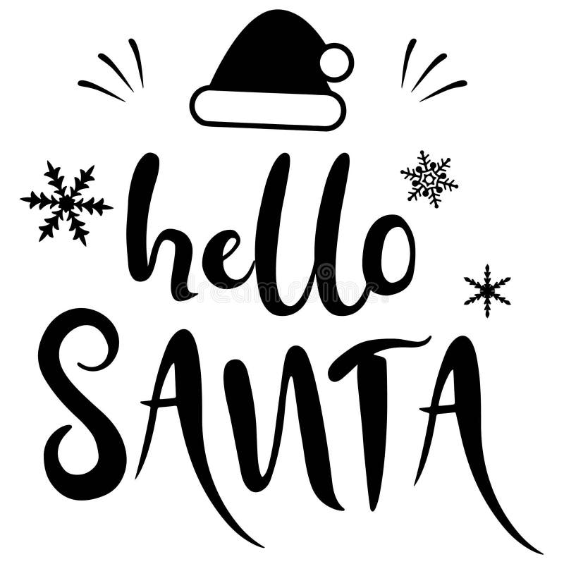 Hello Santa Merry Christmas and Happy New Year,Vector Emblem,English ...