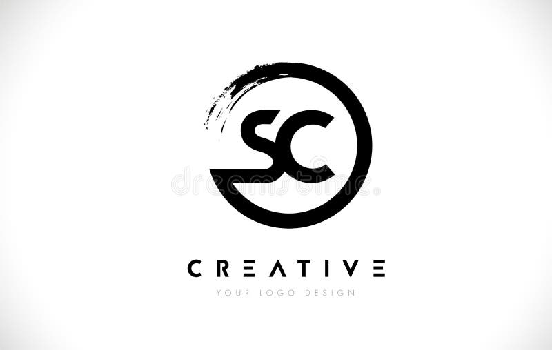 SC Letter Logo with Circle Brush Design and White Background Stock ...