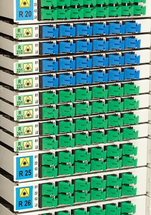 SC Connector Fiber Optic Rack Stock Image - Image of digital, laser ...