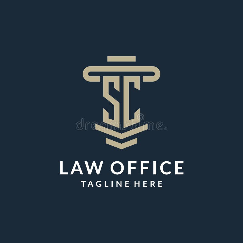 SC Initial Logo Monogram with Simple Luxury Pillar Line Vector Design ...