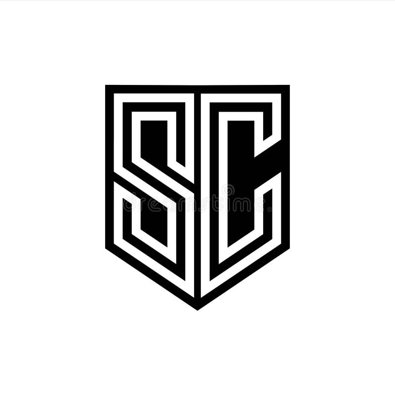SC Logo Monogram Shield Geometric White Line Inside Black Shield Color ...