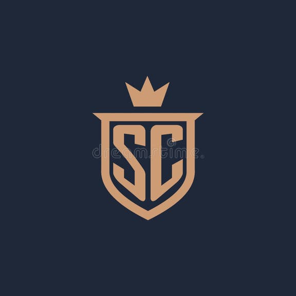 SC Monogram Initial Logo with Shield and Crown Style Stock Vector ...
