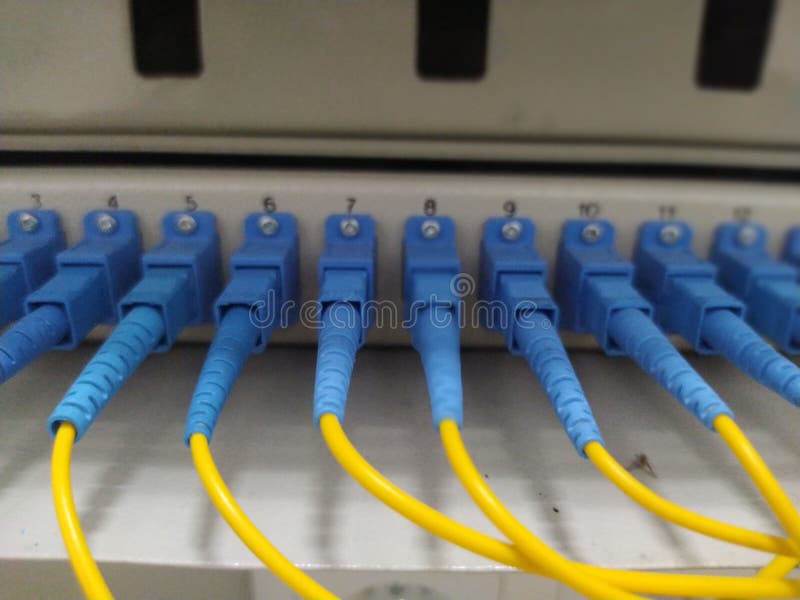 Sc Type Fiber Optic Cable Terminal in Telecommunication Server Stock ...