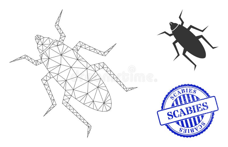 Scabies Distress Seal and Web Mesh Bug Vector Icon Stock Vector ...