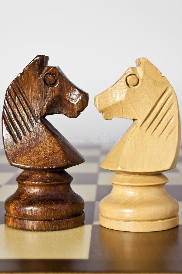 Scacchi Con Cavalli Bianchi E Neri Fotografia Stock - Immagine di ...