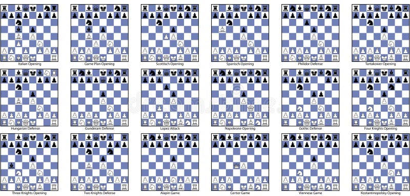 Collection of Open Game Chess Openings Stock Vector - Illustration of ...