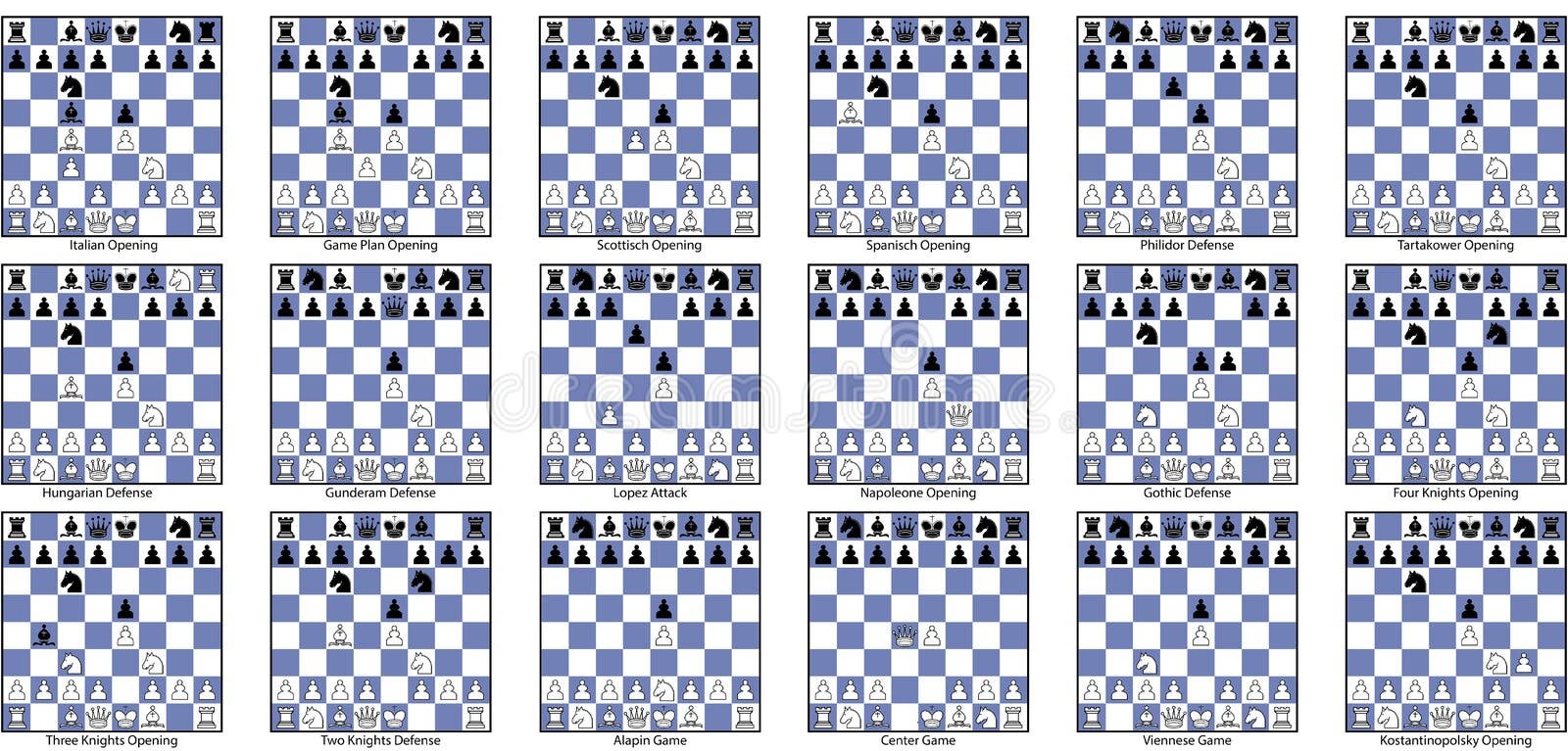 Collection of Semi-open Game Chess Openings Stock Vector - Illustration ...
