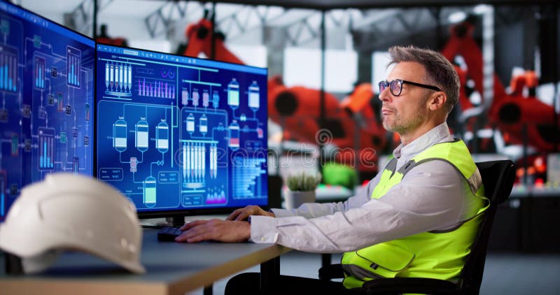 Scada Desktop Software on Computer Stock Photo - Image of factory ...