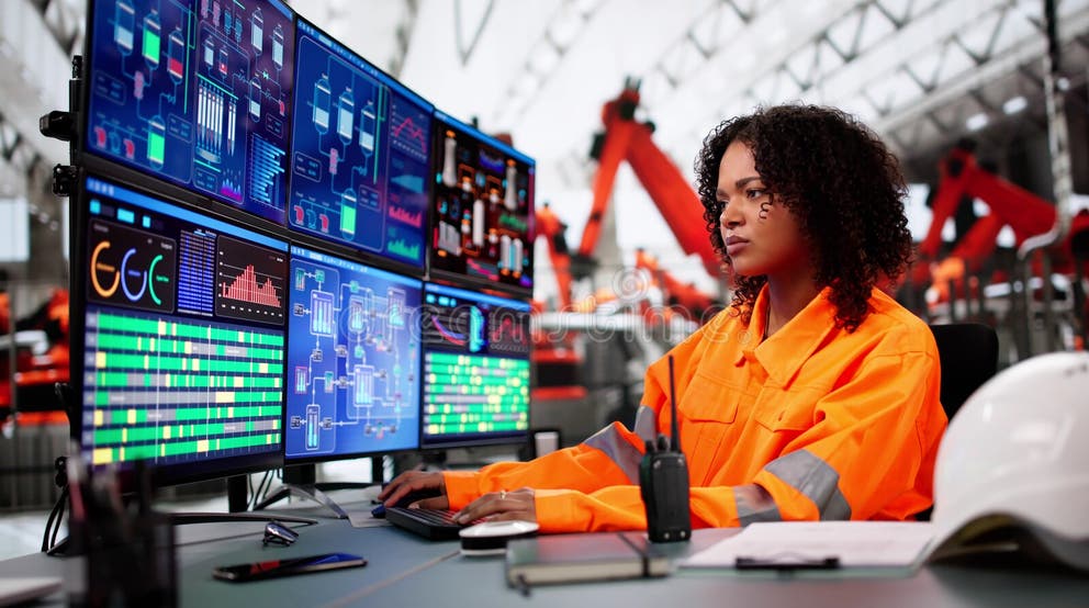 Scada Desktop Software on Computer Stock Photo - Image of woman ...