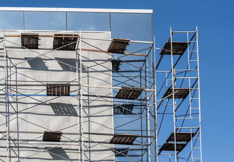 Scaffold against the wall stock photo. Image of metal - 22648212
