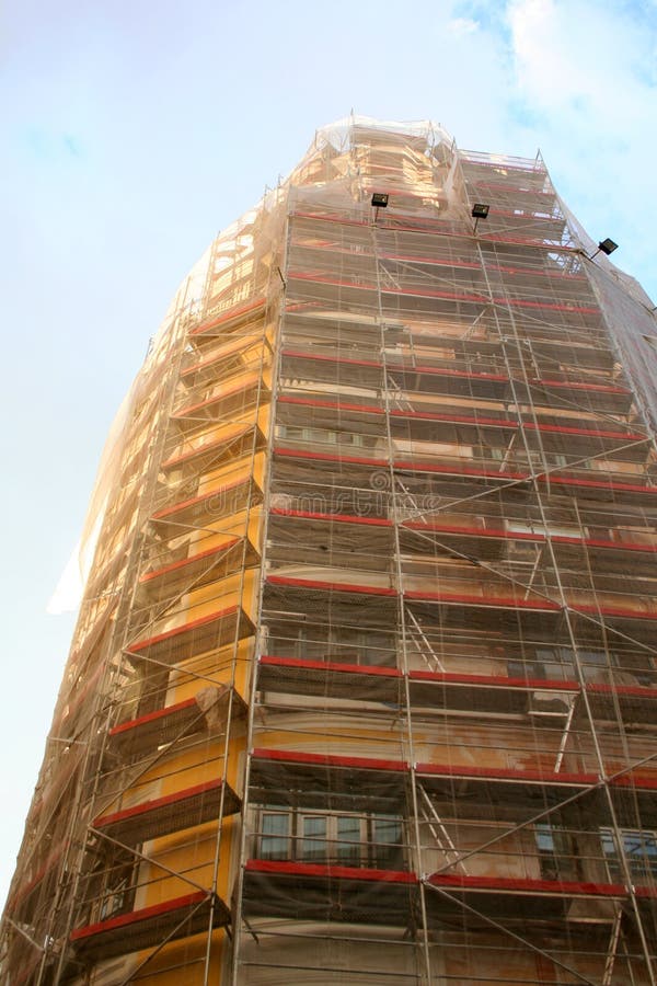 Colorful Scaffolding at Tower Build Stock Photo - Image of city ...