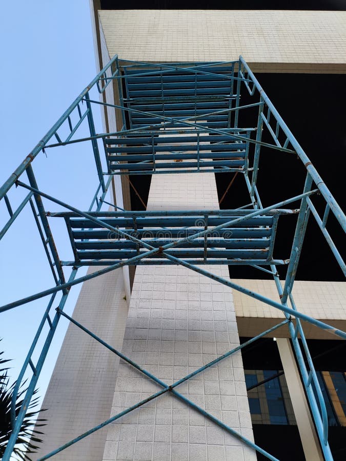 Scaffolding Alongside a Building S Exterior Stock Image - Image of ...