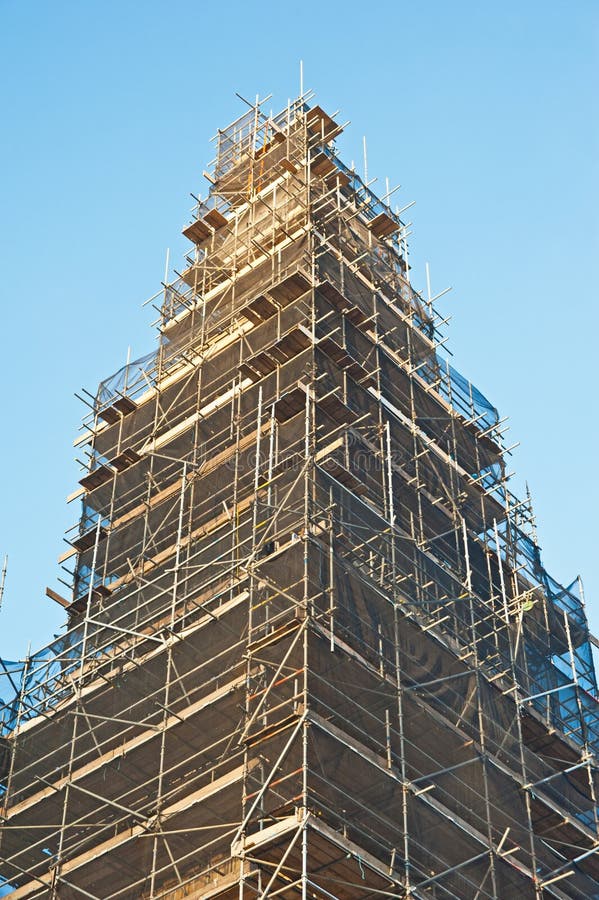 Scaffolding Around an Historic Tower Stock Image - Image of ...