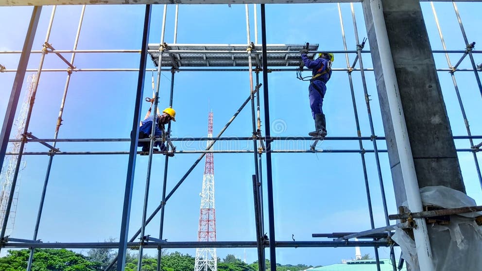 Scaffolding Assembly Progress Editorial Image - Image of height ...