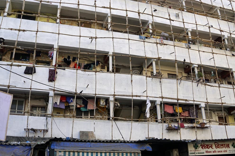 Scaffolding on a Building in Mumbai Editorial Stock Photo - Image of ...