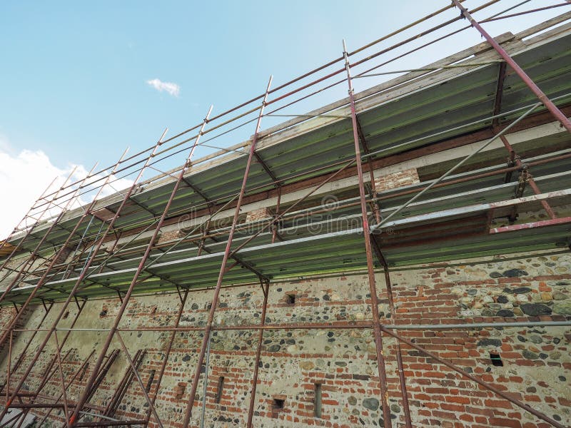 Scaffolding for building stock image. Image of building - 96892769