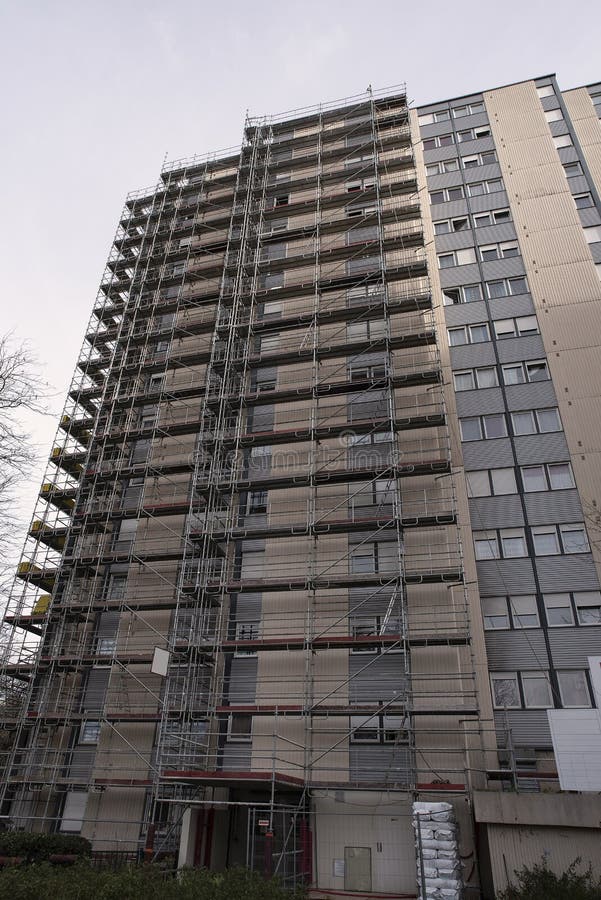 Building Under Reconstruction with Scaffolding Stock Image - Image of ...