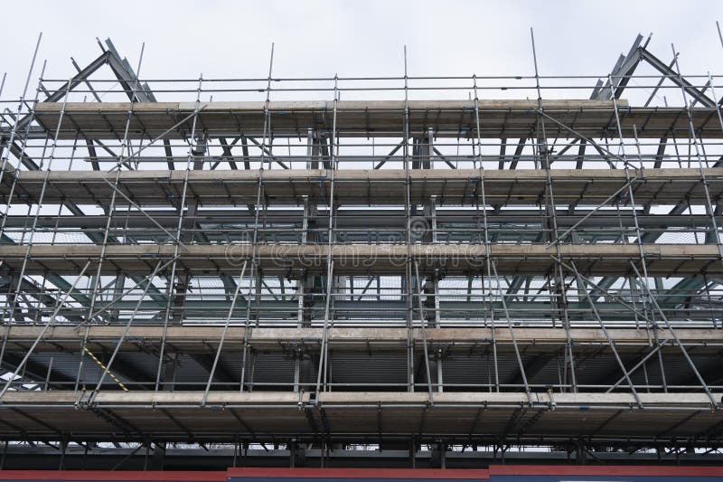 Scaffolding Constructed Infront of a Steel Frame of a Building Stock ...