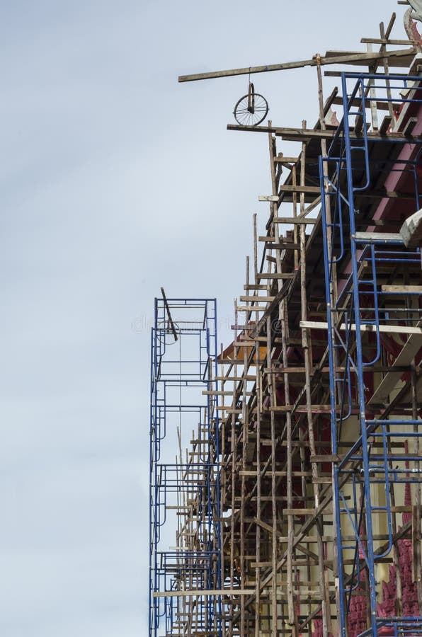 Tall Building in Scaffolding Stock Photo - Image of hard, industry ...