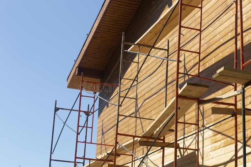 Scaffolding for Construction Installed on the Wall of a Building Under ...