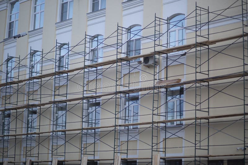 Scaffolding for Construction. Preparing the House for Painting Stock ...