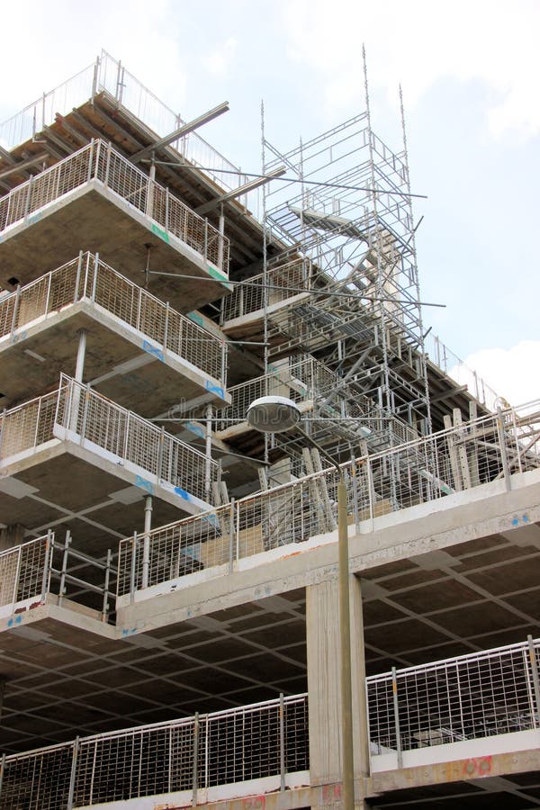 Scaffolding in Construction Site Stock Photo - Image of house, concrete ...