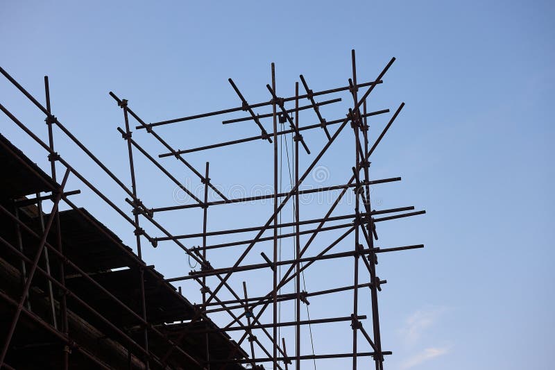 Scaffolding at a Construction Site Looking Unsafe Stock Image - Image ...