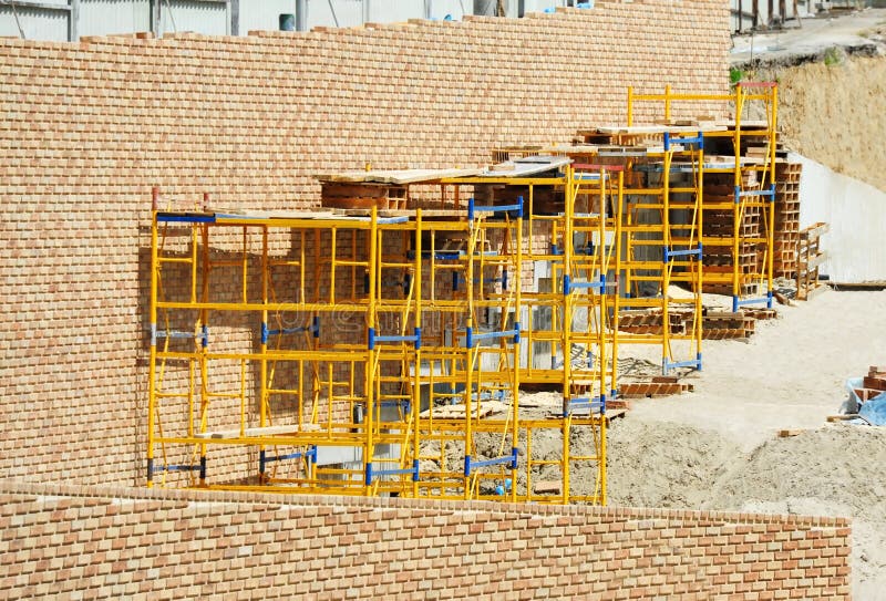 Scaffolding on Construction Site Stock Image - Image of framed, brick ...