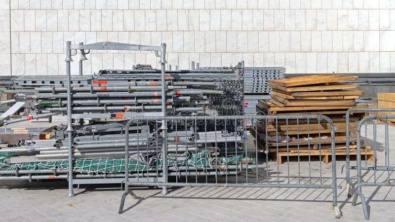 Scaffolding Construction Storage Stock Image - Image of rack, barrier ...