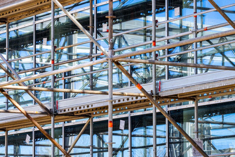 Scaffolding in Front of a Window Front on a High-rise Building Stock ...