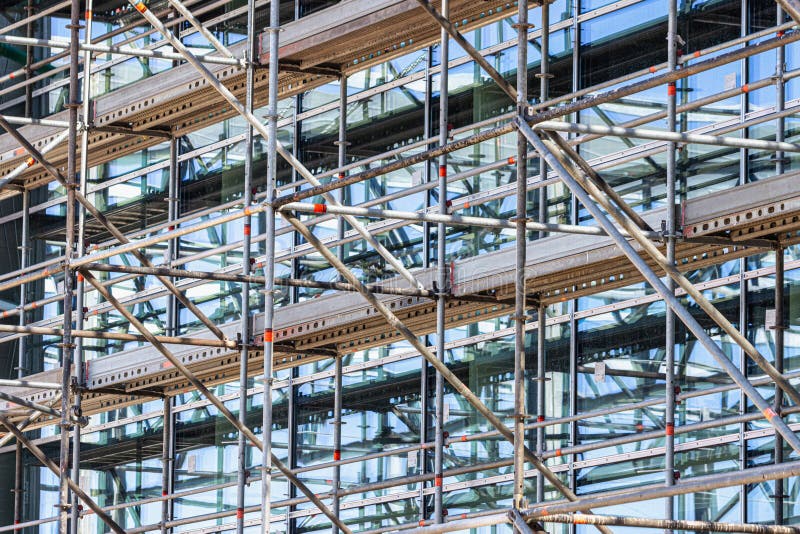 Scaffolding in Front of a Window Front on a High-rise Building Stock ...