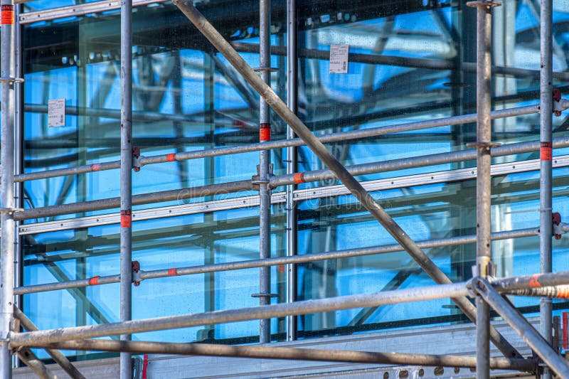 Scaffolding in Front of a Window Front on a High-rise Building Stock ...