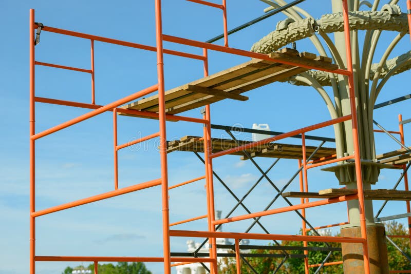 Scaffolding Elements Construction. Metal Scaffolding Tubes and Bars ...