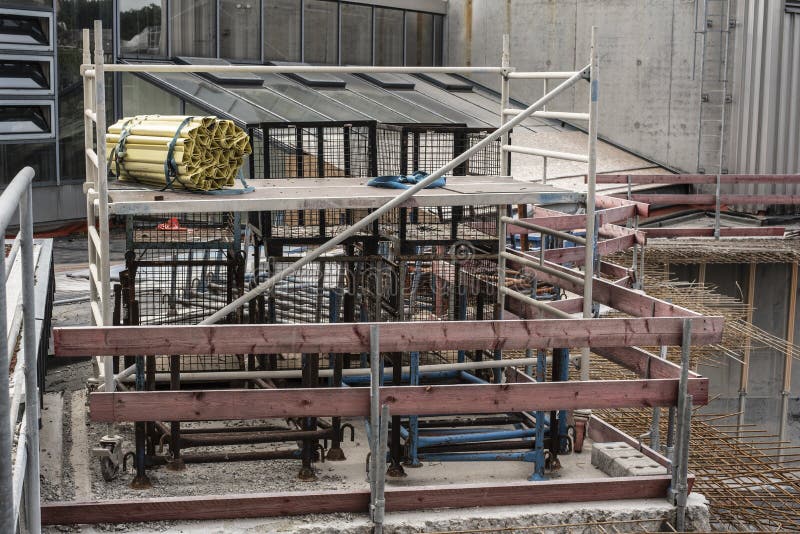 The Scaffolding Elements at a Construction Site Stock Photo - Image of ...