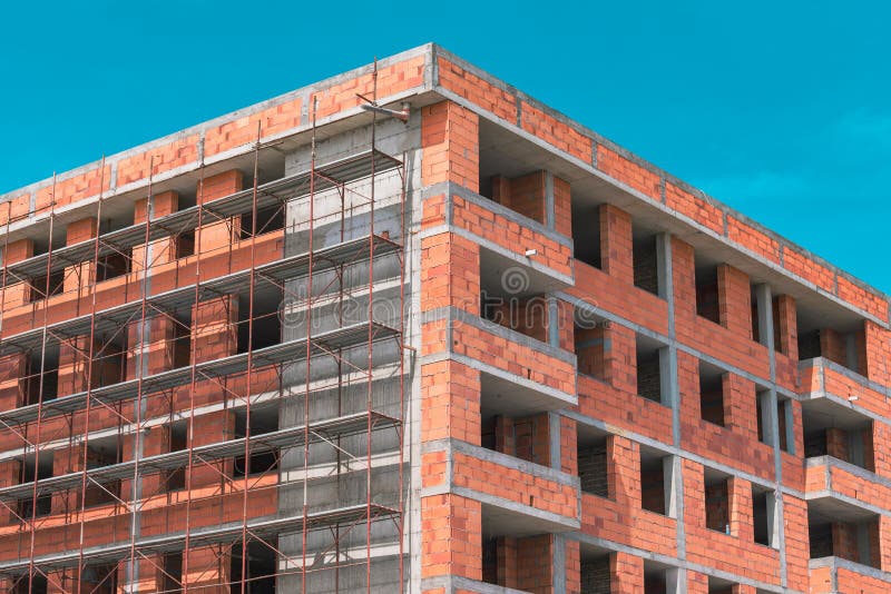 Scaffolding on Empty Construction Site with Unfinished Incomplete ...