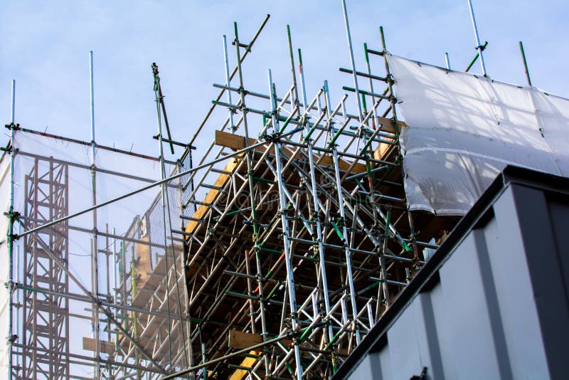 Construction Work on Building Stock Photo - Image of office, build ...