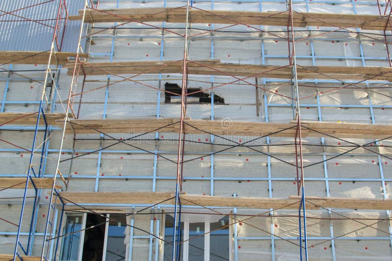 Russia. Scaffolding on the Facade of the Winter Stock Photo - Image of ...